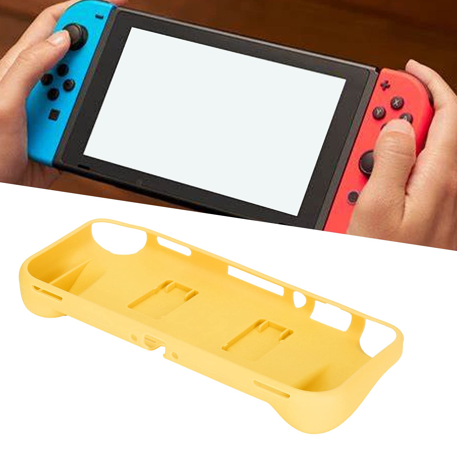 01 02 015 TPU Protective Case, Half Packed Protective Shell Case Elastic 2 Game Card Slots Ergonomics for Switch Lite(Yellow)
