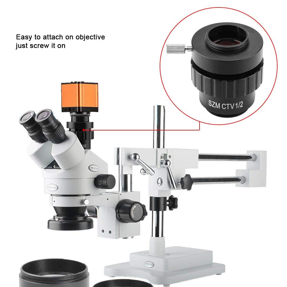 0.5X C-Mount Objective Lens,1/2 CTV Adapter for Video Digital Camera Trinocular Stereo Microscope, Comes with 1-1/8