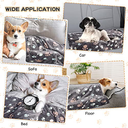 1 Pack 3 Blankets for Dogs Blankets for Large Dogs Medium Dog Blanket Super Soft Fluffy Premium Fleece Pet Blanket Flannel Throw for Dog Puppy Cat Paw Blanket,Gray,41x31inch