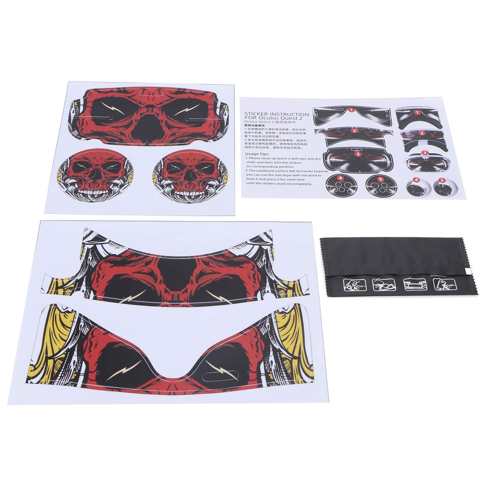 070 VR Headset and Controller Skin for Oculus Quest 2, PVC VR Glasses Controller Headset Stickers, Virtual