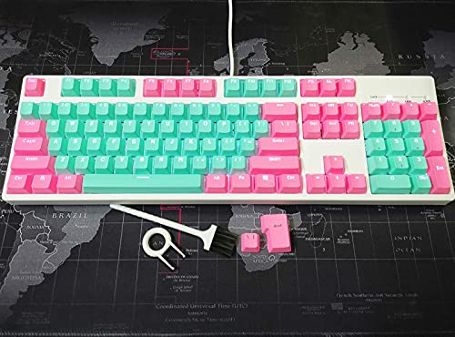 104 Keys Miami PBT Doubleshot Backlit Keycaps ANSI/ISO Keyset OEM Profile for 60%/87 TKL/104/108 Cherry MX Switches Gaming Mechanical Keyboards (Miami)
