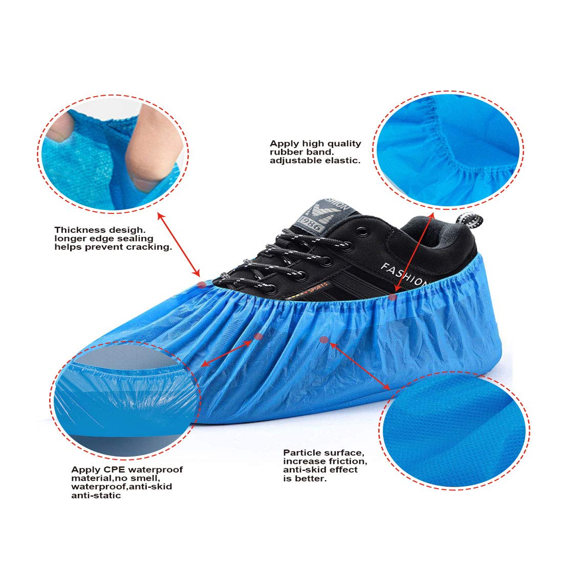 100 Pack Shoe Covers, Disposable Shoe & Boot Covers Waterproof Slip Resistant Non Slip, Durable Boot&Shoes Cover