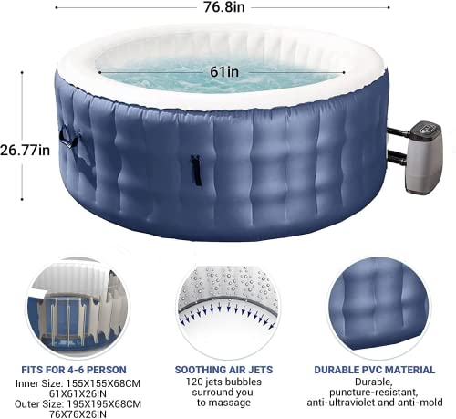 #WEJOY Inflatable Hot Tub 76 x 76 x 27 in Air Jet Spa 5 Person Outdoor Round Heated Hot Tub Spa with 120 Bubble Jets