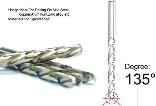 0XTUL 10PCS,3/32",HSS General Purpose Heavy Duty Cobalt Jobber Twist Drill Bits,ideal for drilling on mild steel, copper, Aluminum, Zinc alloy etc.