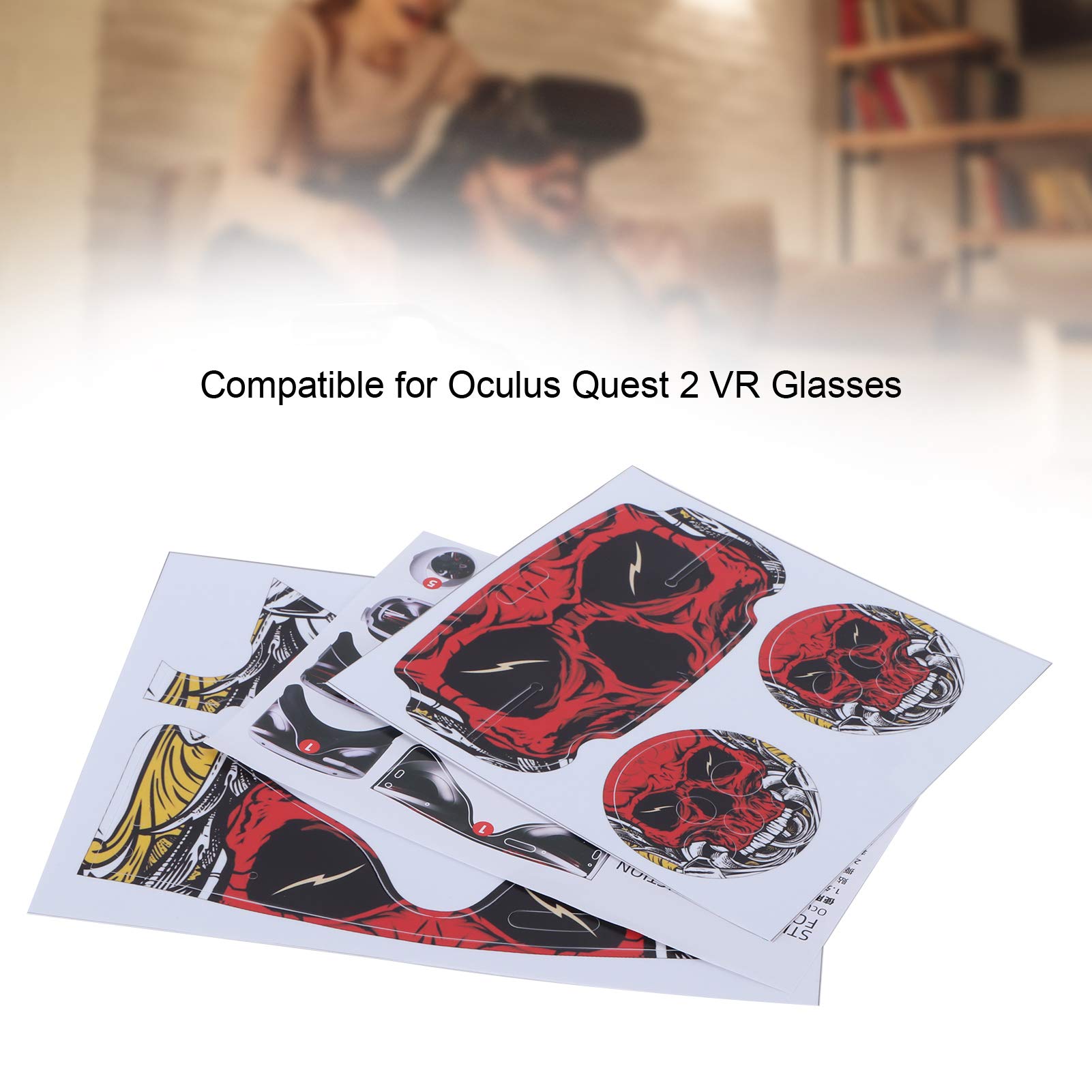 070 VR Headset and Controller Skin for Oculus Quest 2, PVC VR Glasses Controller Headset Stickers, Virtual
