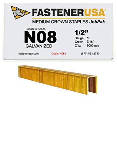 1/2" Leg x 7/16" Crown 16GA GALV N08 Staples 5,000ct | N08J