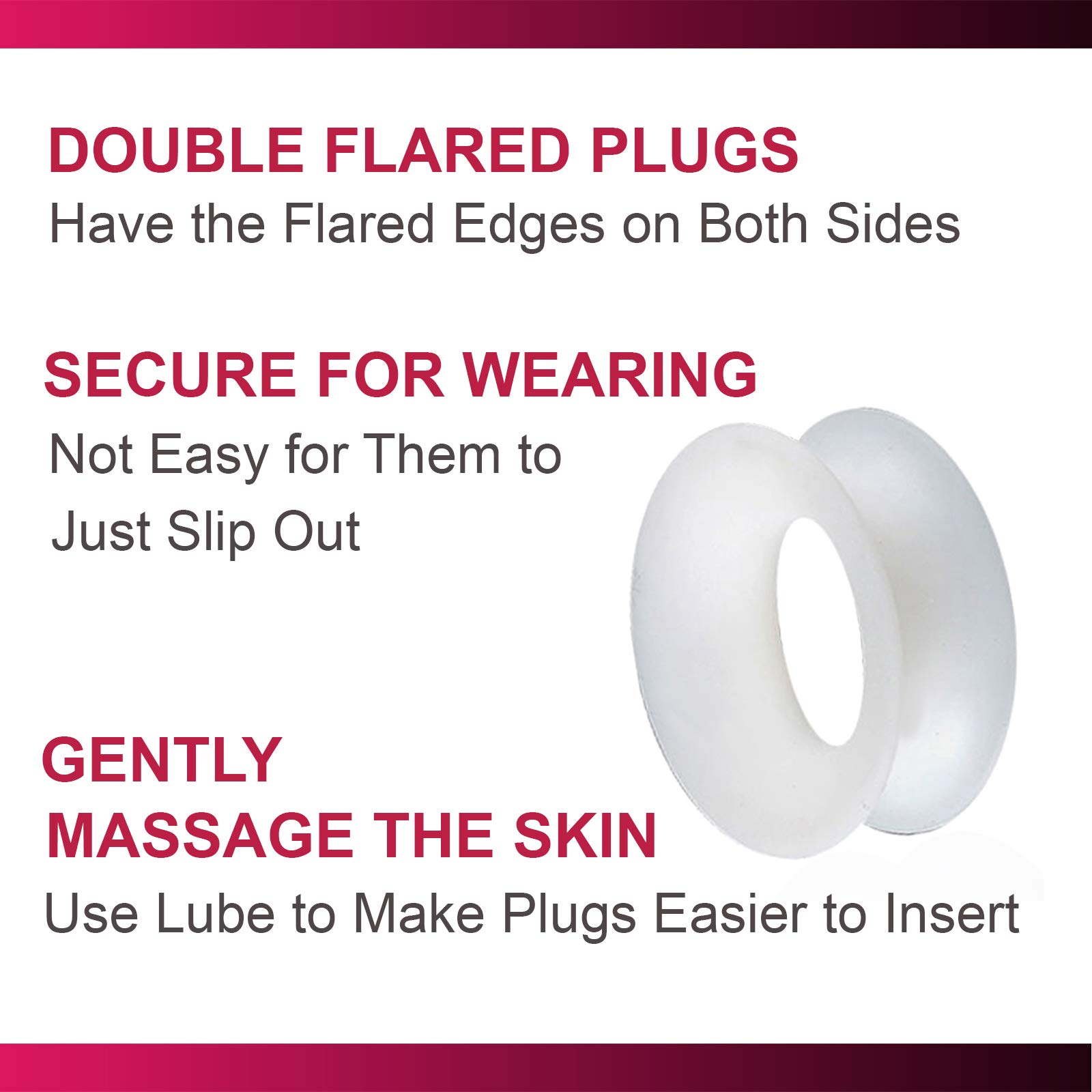 1 1/8" Inch (30mm) - White Silicone Double Flared Ear Plugs - Sold as a Pair