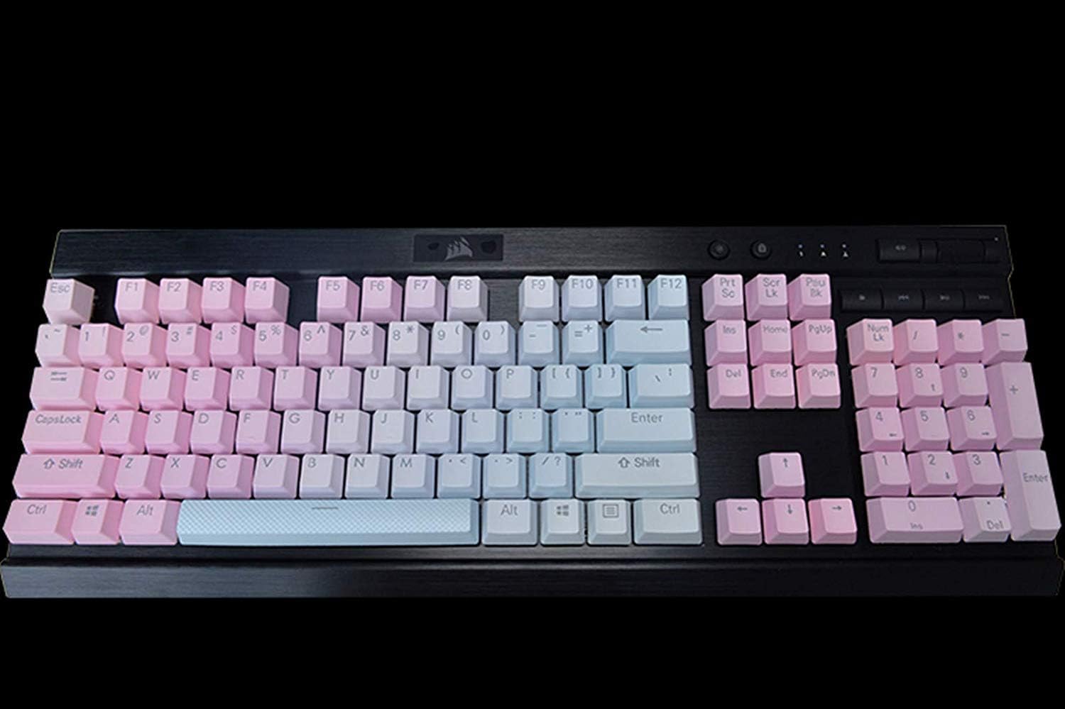 104 Keys PBT Double Shot Backlit Keycaps Translucent Keyset OEM Profile for Corsair Gaming Mechanical Keyboard K95 Platinum K70 MK.2 K65 K66 K68 RGB Strafe (Blue Pink Gradient)