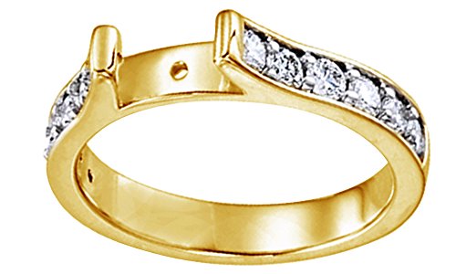 0.75 Ct White Diamond Semi Mount Engagement Wedding Band Ring In 14K Solid Yellow Gold, Ring size-11