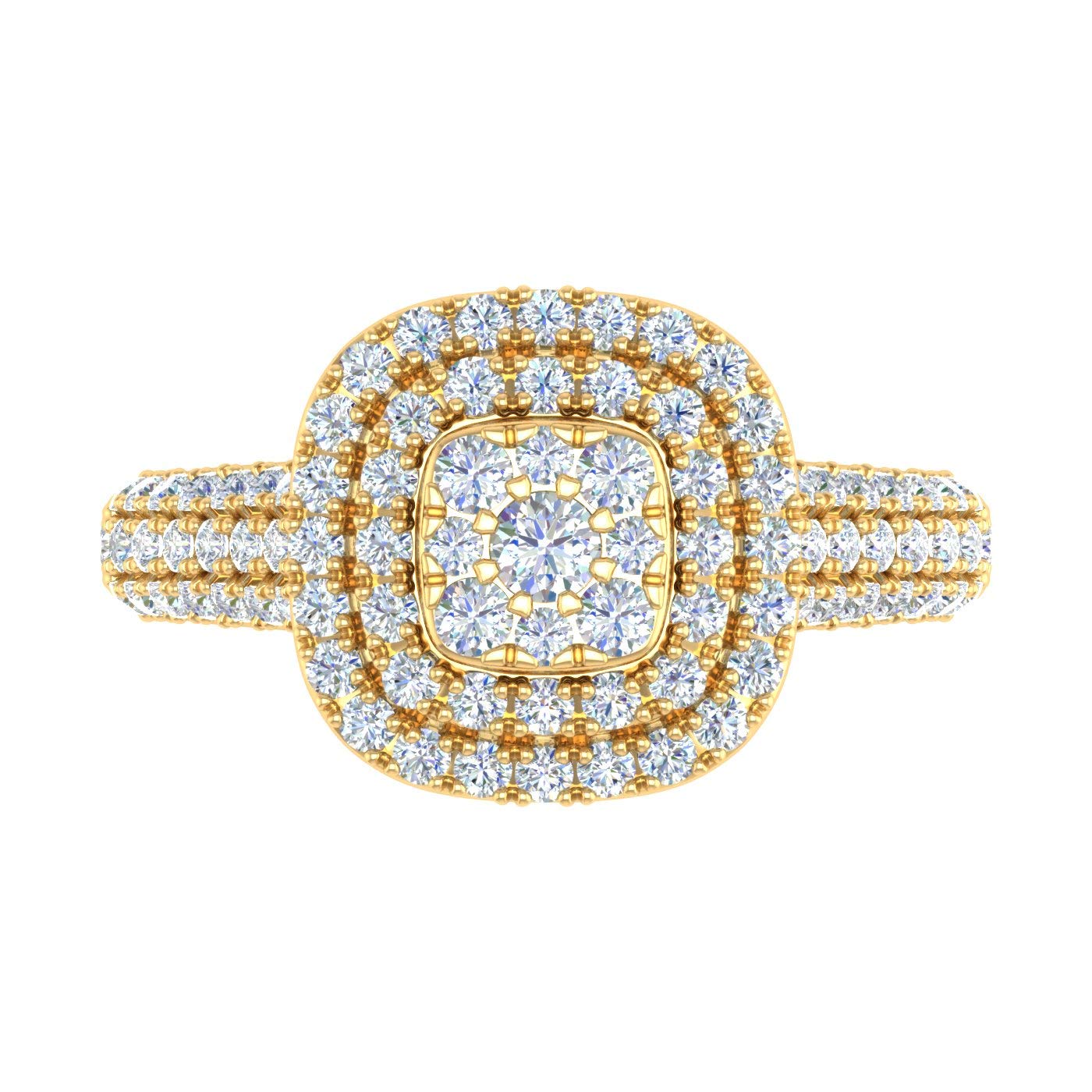 1 Carat Cushion Shape Halo Diamond Engagement Ring in 14K Yellow Gold (Ring Size 9.25)