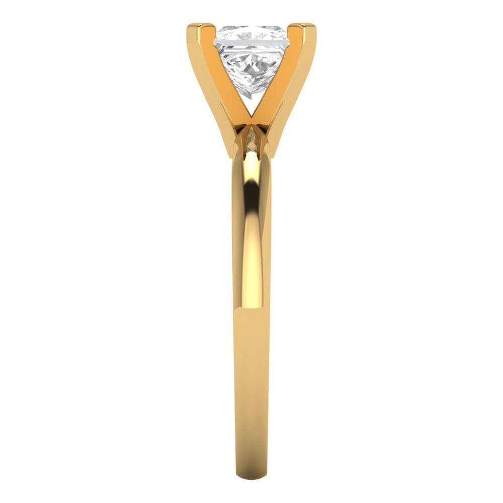 1 Ct Brilliant Princess Cut Clear Simulated Diamond 14K Yellow Gold Solitaire Engagement Bridal Anniversary Ring Size 7.25