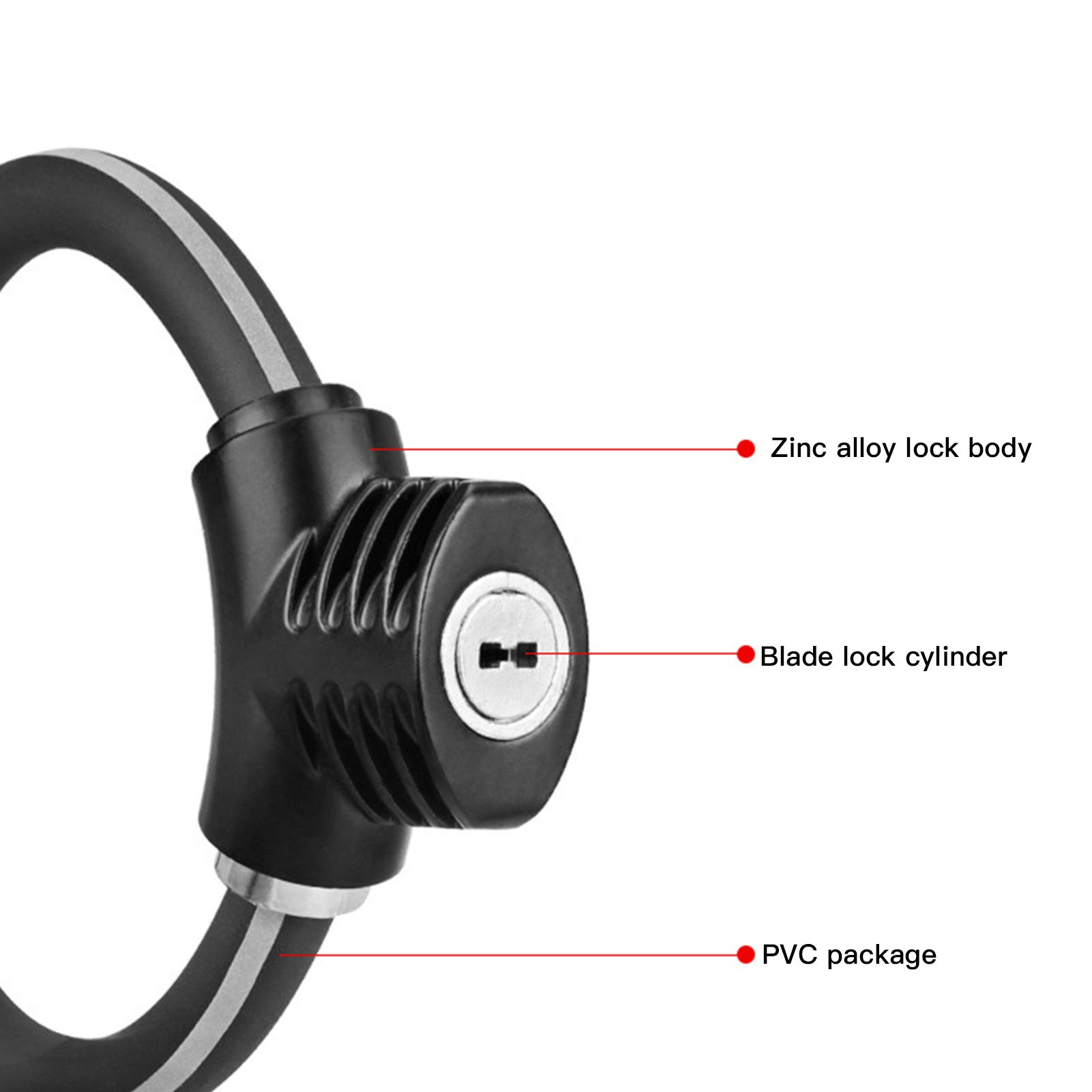 1 Set Anti-Pry Bike Lock, Bicycle Cable Lock, for Bike Bicycle(Reflective Matte Black)