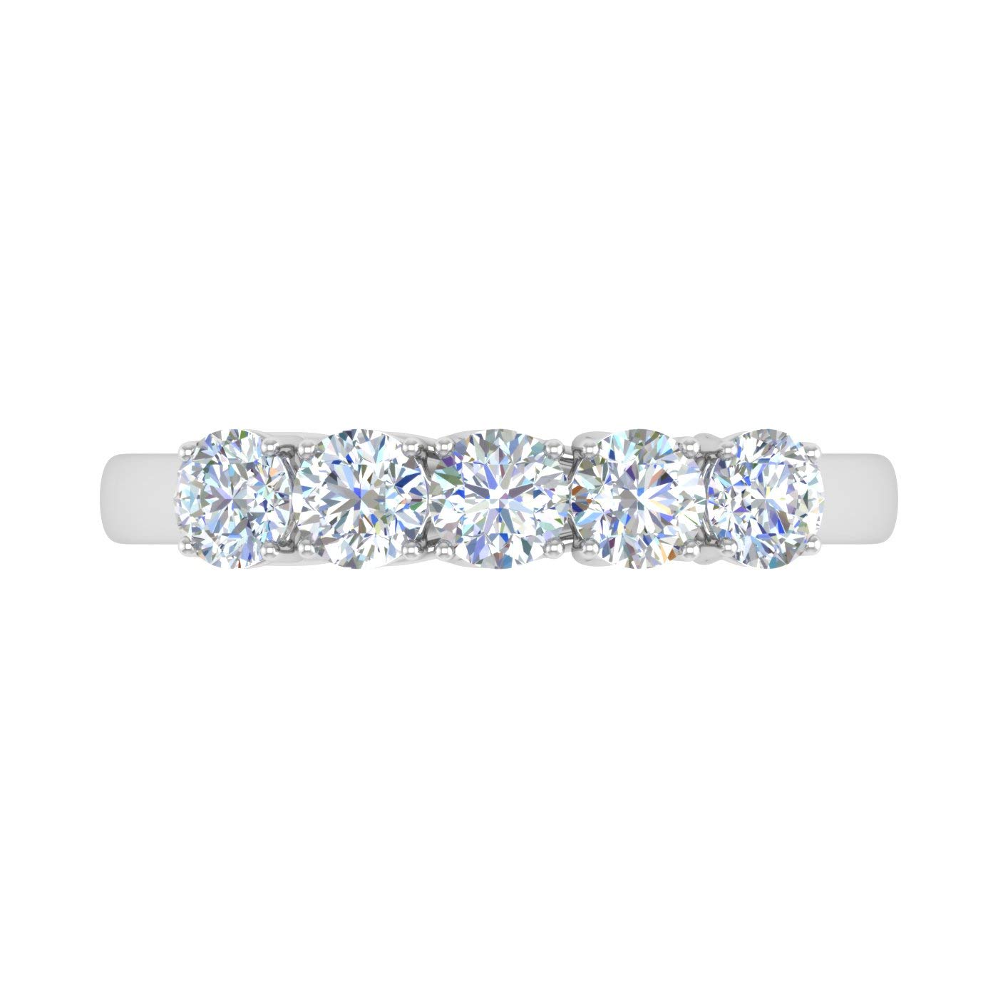 1 Carat 5-Stone Diamond Wedding Band Ring in 14K White Gold (Ring Size 6.25)