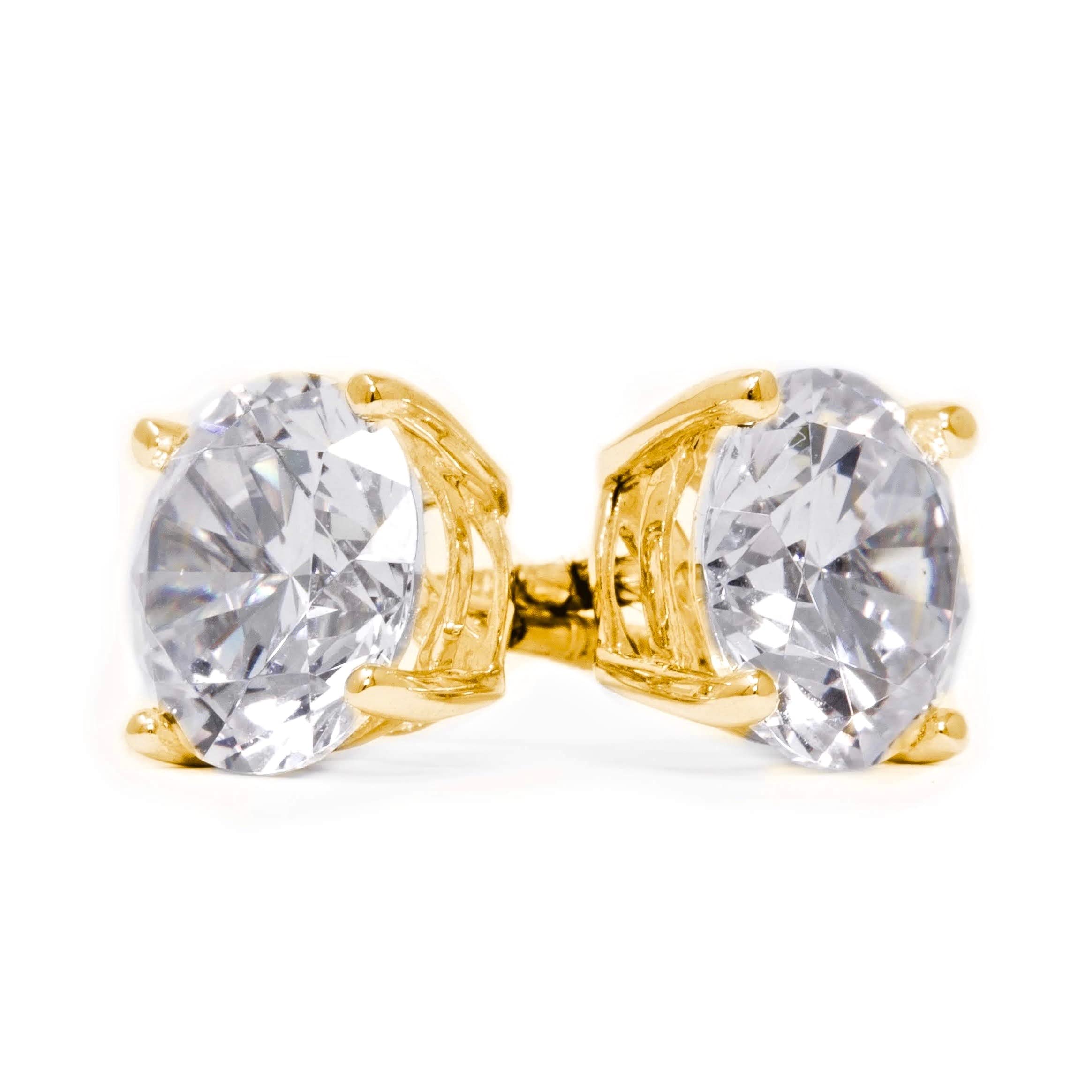 1 Ct. - 4Ct. Moissanite Stud Earrings, Moissanite Diamond Stud Screw Back Earring, 14k Gold Stud Earrings for Women (1.5 Ct [5.9mm *2], 14k Yellow Gold)