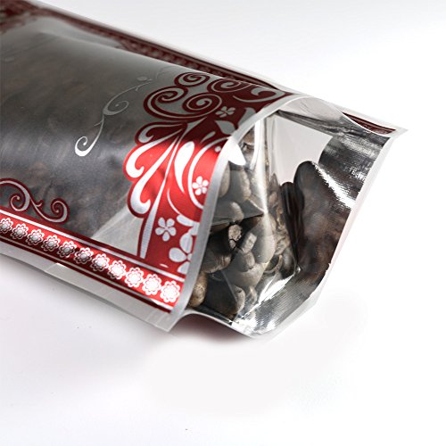 100PCS Matte Red & Silver Border Royal Crown Flower Design Stand-Up Zip Seal Bags 10x15cm (3.9x5.9")