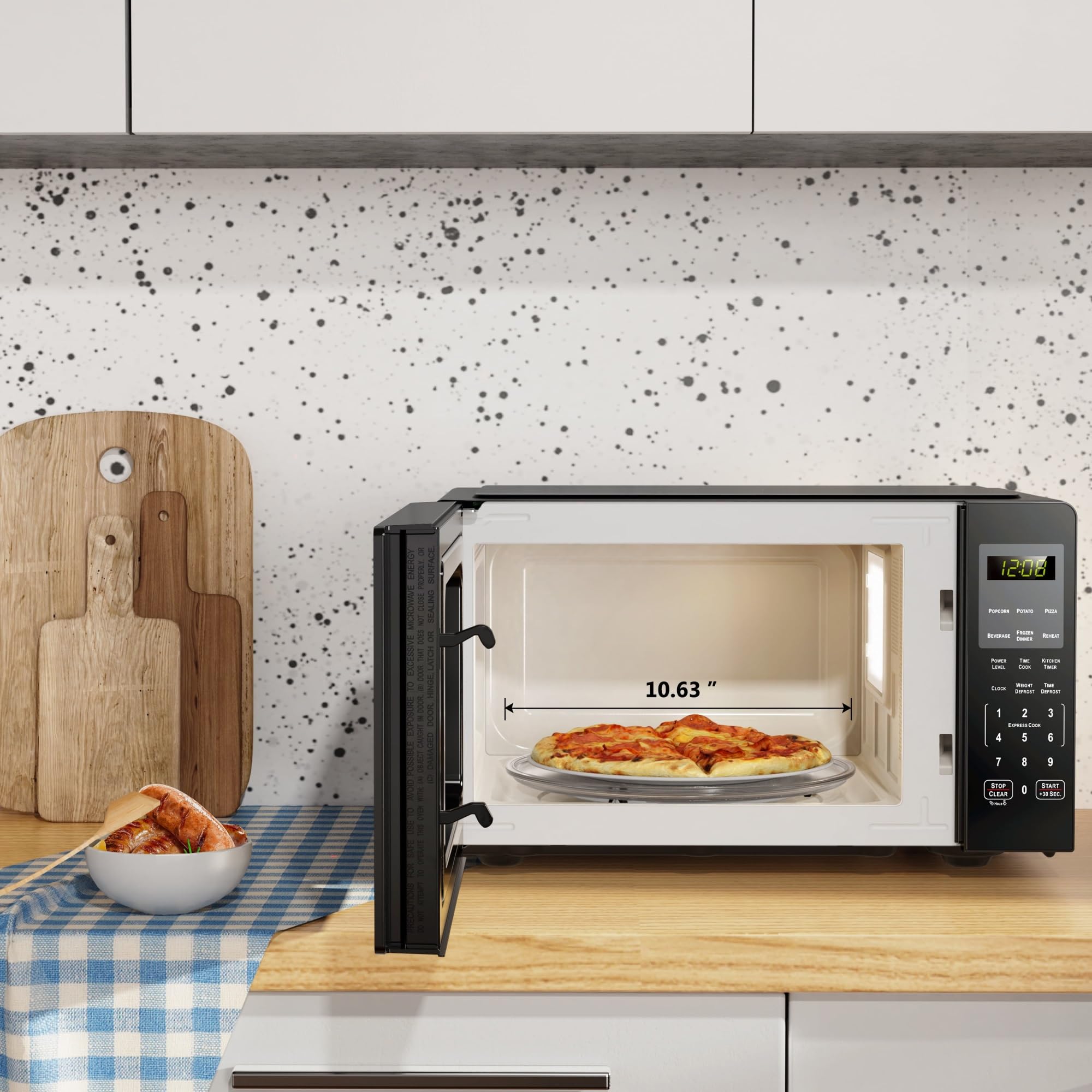 0.9 Cu ft Countertop Microwave Oven, 900 Watts, Stainless Steel, New (Color : Black Stainless Steel)