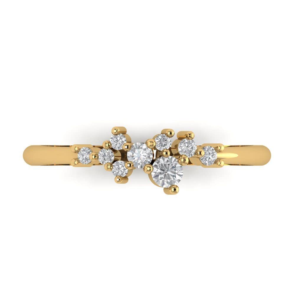 0.17 ct Brilliant Round Cut Clear Simulated Diamond 14k Yellow Gold Wedding Engagement Promise anniversary Band Sz 5.75