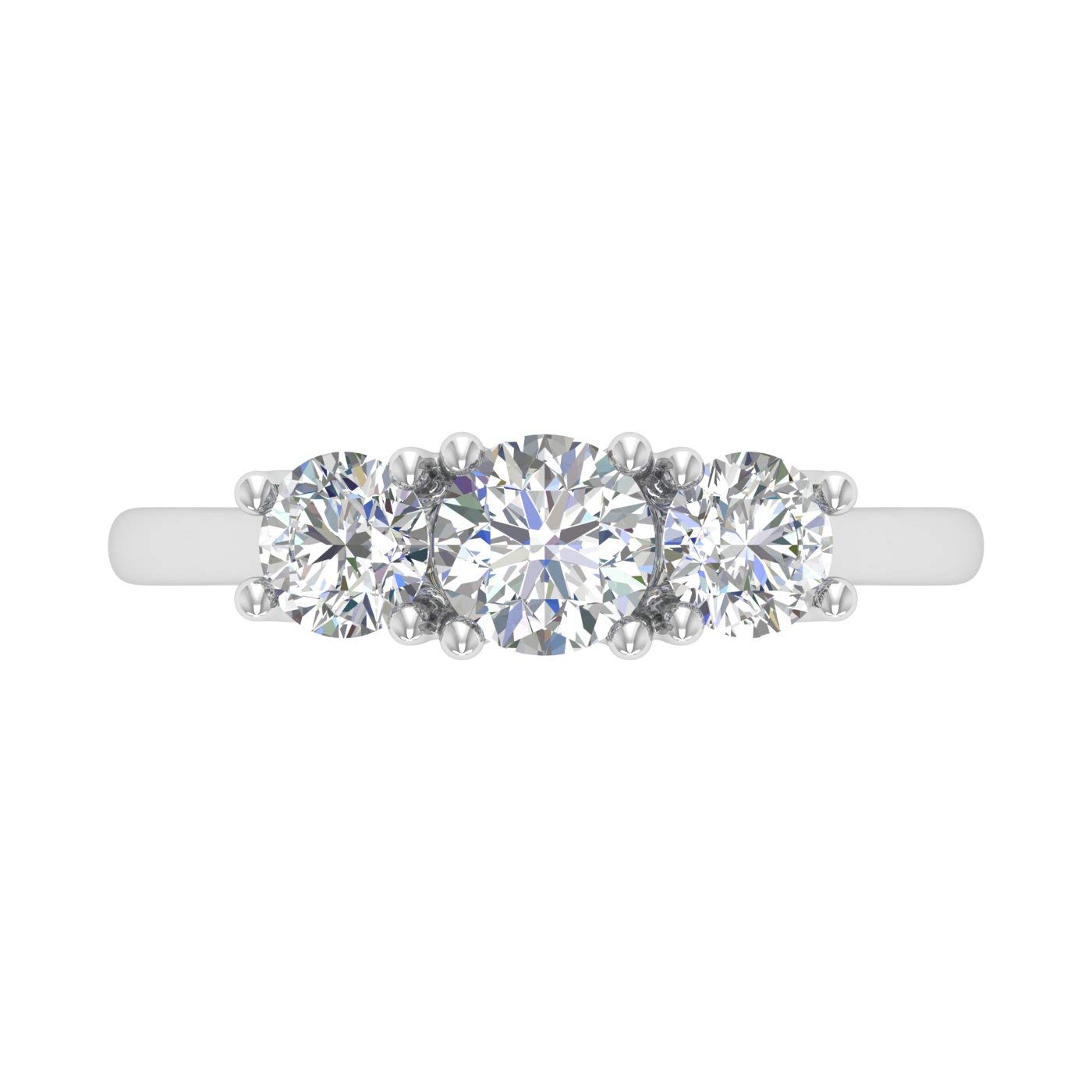 1 Carat 3-Stone Diamond Engagement Ring Band in 14K White Gold (Ring Size 8)