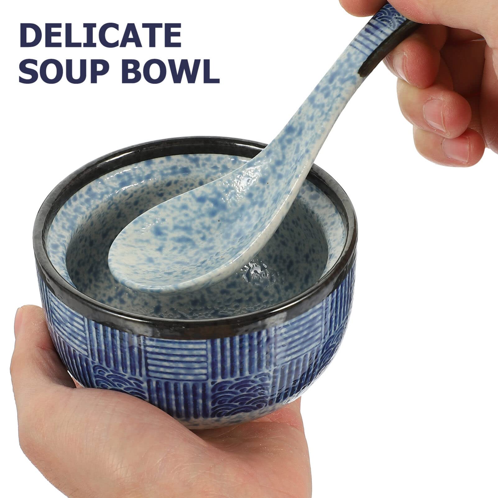 1 Set Japanese Soup Bowls Miso Soup Bowls With Lid And Spoon Ceramic Rice Bowl Noodle Bowl Set For Home Kitchen