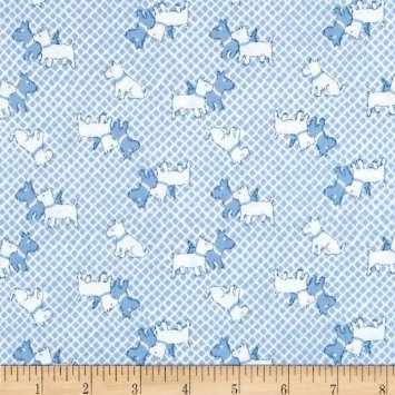 1 Yard - Blue Scottie Dog Cotton Fabric -"Storybook Playtime" Series (Great for Quilting, Sewing, Craft Projects, Throw Pillows & More) 1 Yard X 44"