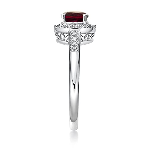1 4/5 CT Round Shape Simulated Pink Ruby & White Cubic Zirconia Halo Wedding Engagement Ring in 14K White Gold Plated 925 Sterling Silver (1.80 Cttw) Ring Size -4