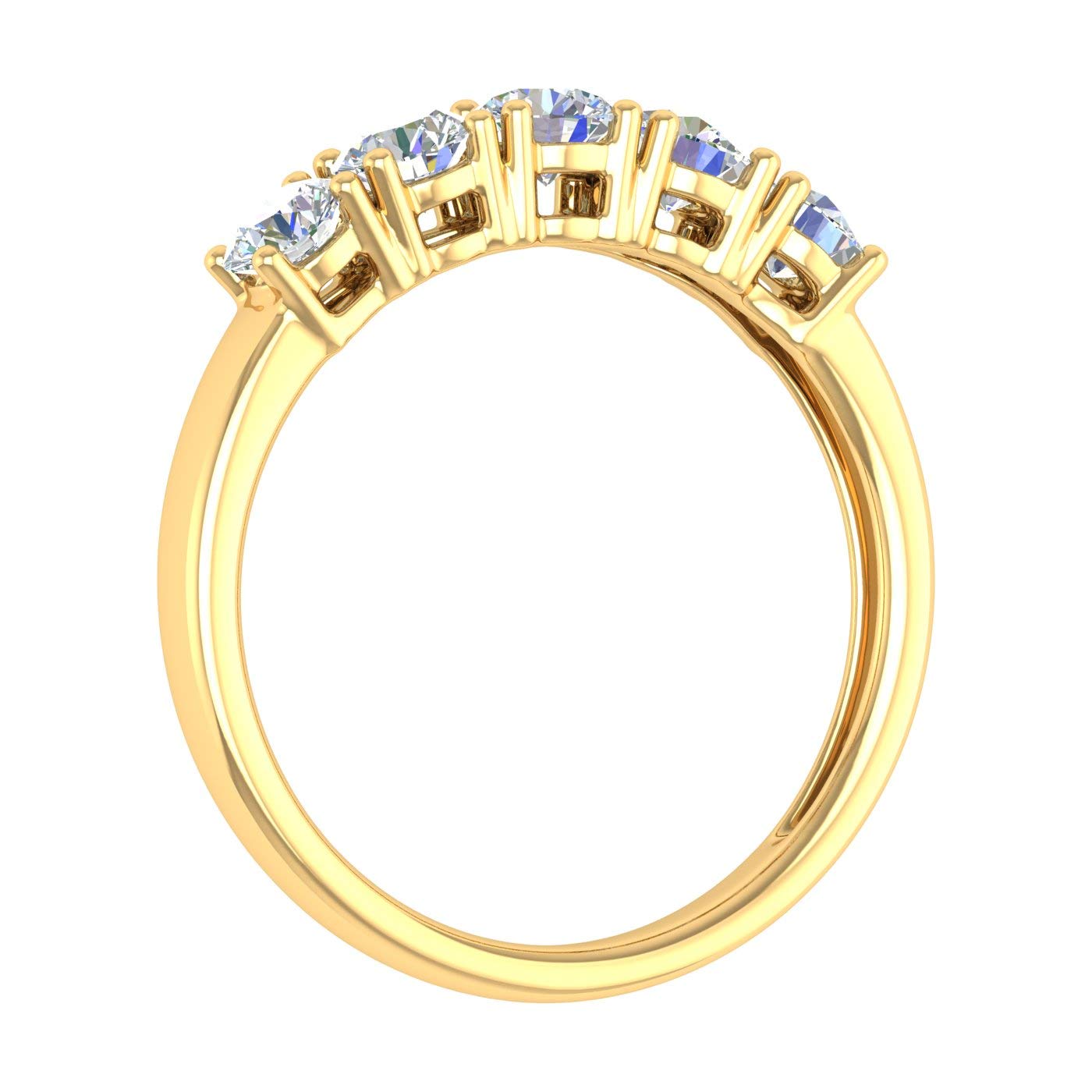1 Carat 5-Stone Diamond Wedding Band Ring in 14K Yellow Gold (Ring Size 6.75) - IGI Certified