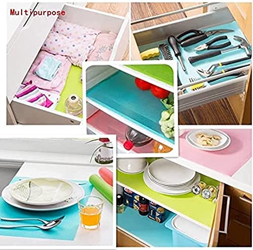 12 PCS Refrigerator Liners,Cailide Washable Mats Covers Pads,Home Kitchen Gadgets Accessories Organization for Glass Shelves Multi-Use Shelf Drawer Fridge Liners (Blue+Green+Pink,12 Pack (17.7"×11.6")
