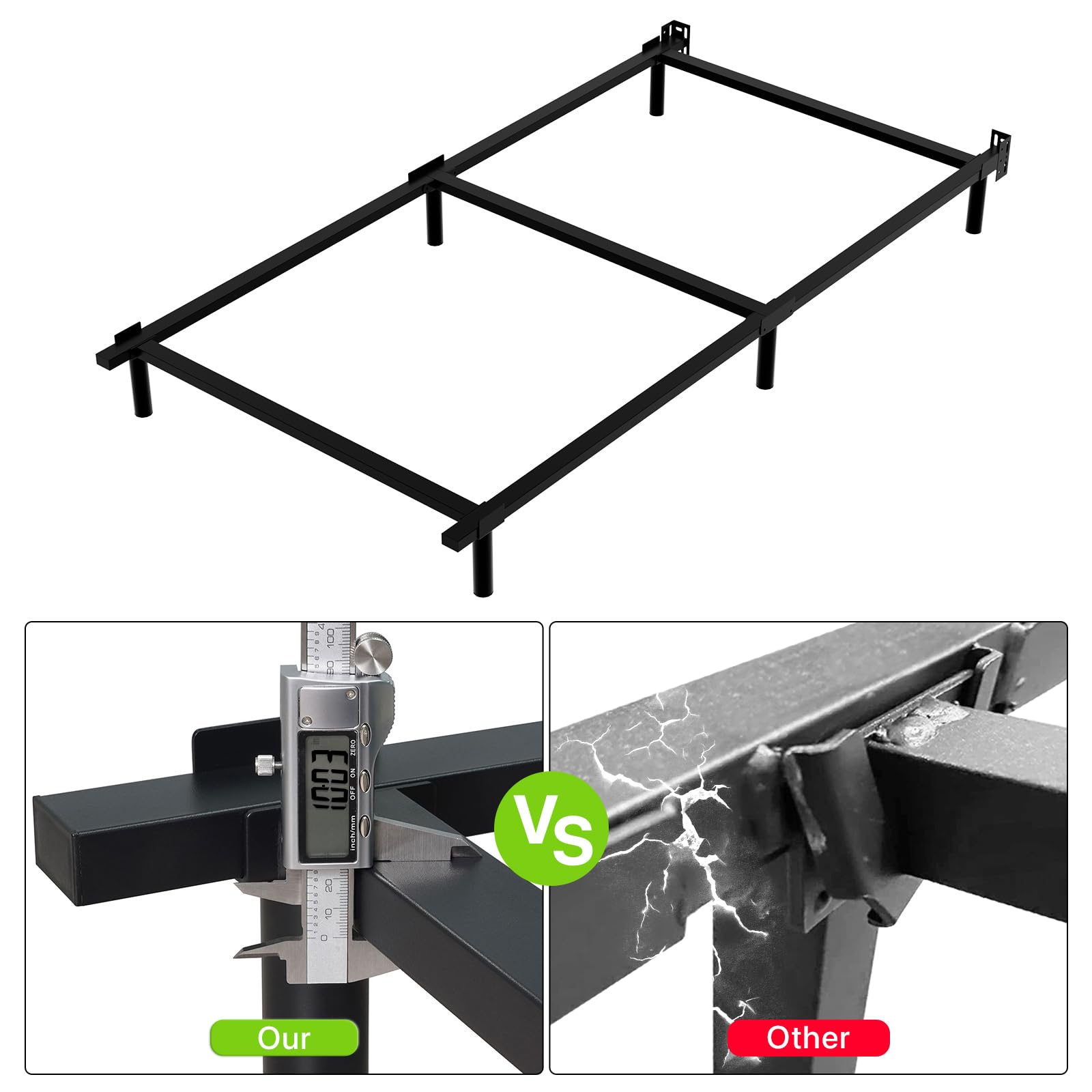 10 Inch Twin XL Bed Frame No Box Spring Needed, Metal Platform Single Bed Frame, Easy Assembly Heavy Duty Noise Free, Black