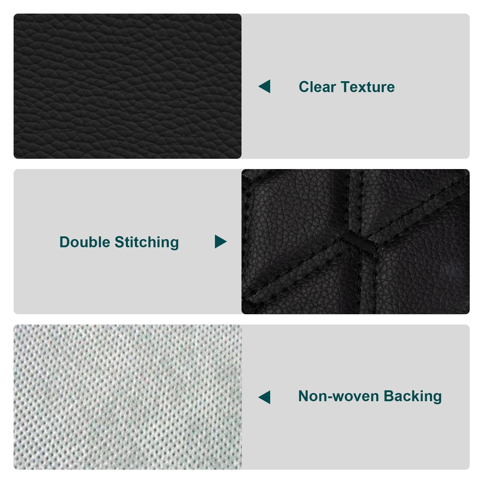 1 Yard Vinyl Faux Leather Quilted Fabric with 0.27" Foam Backed,63"Wide Leather Material for DIY Upholstery,1.9"×2.7"Diamonds Pattern,Black(Black Thread)