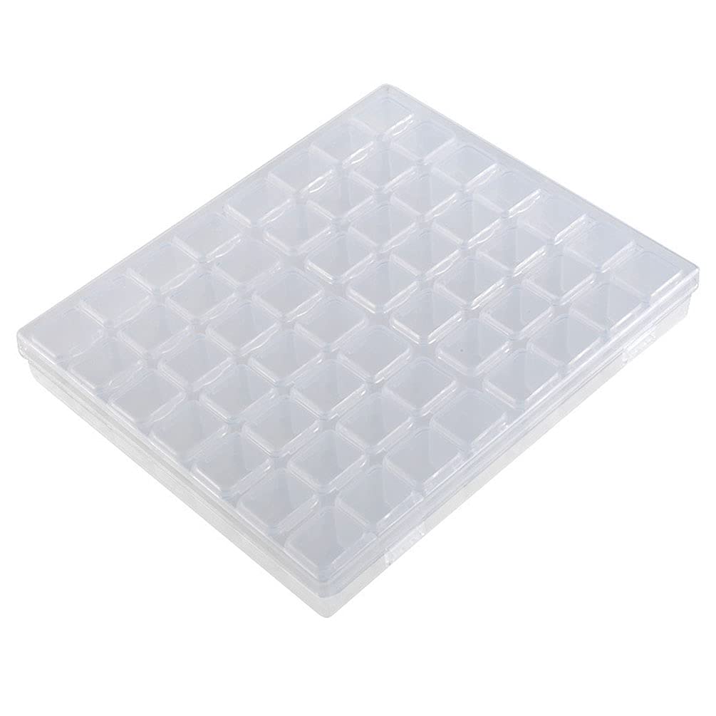 1 Pack Diamond Embroidery Box Storage Organizer with 56 Mini Compartments Grids DIY Jewelry Bead Gem Container, Clear
