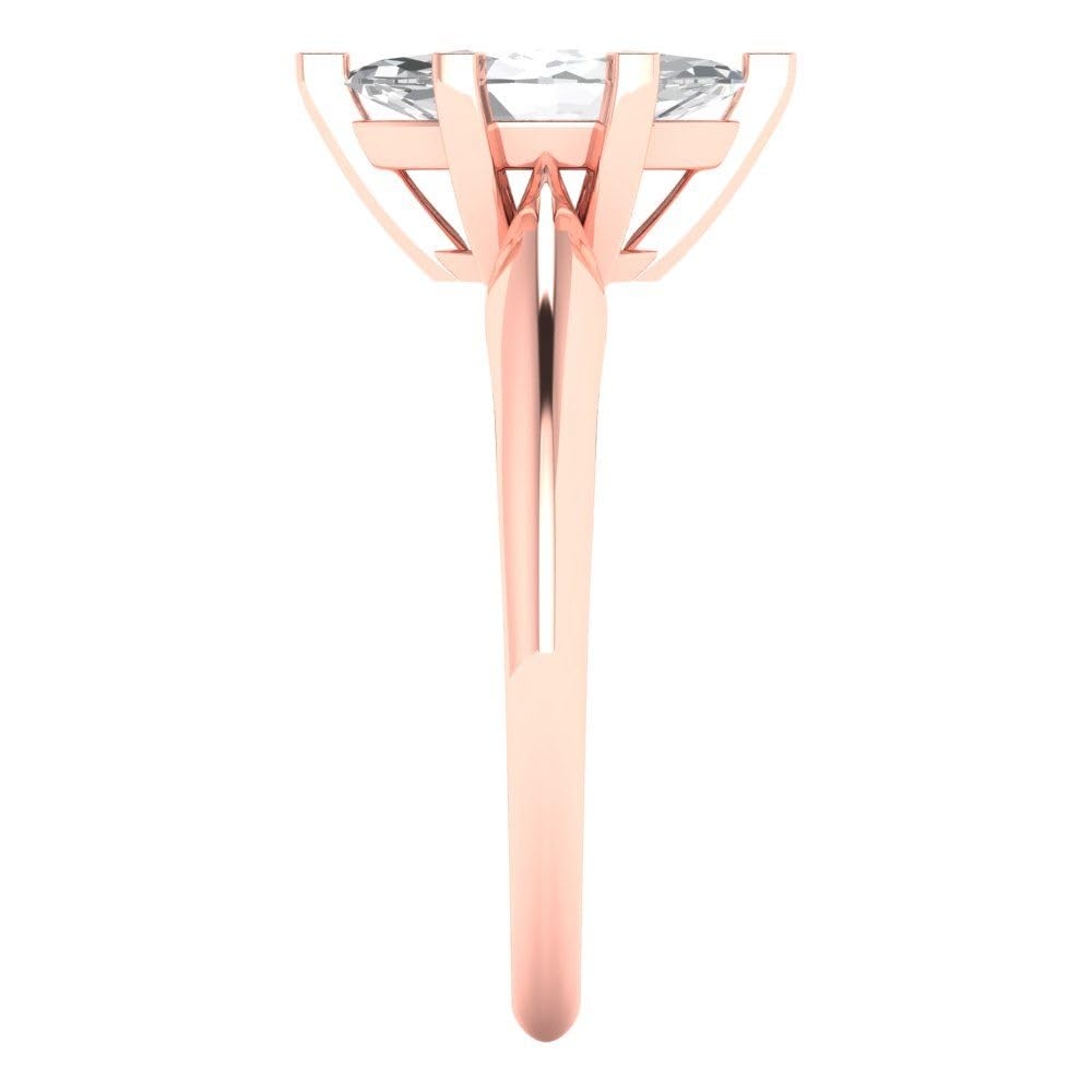 1 Ct Brilliant Marquise Cut Clear Simulated Diamond 14K Rose Gold Solitaire Engagement Promise Bridal Ring Size 11