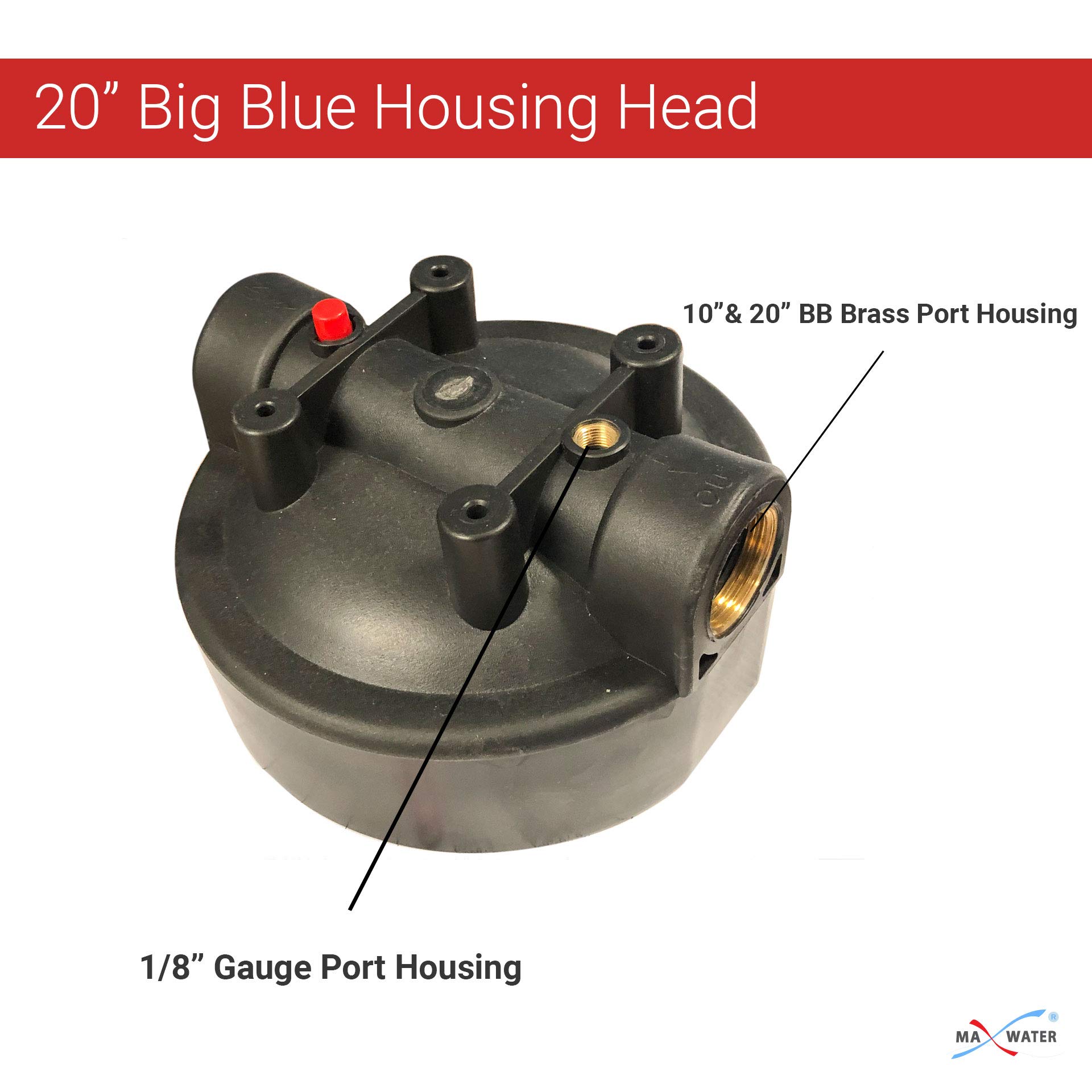 1 Pack 10" BB Clear Whole House Water System Filter Housing 1" NPT Brass Ports w/Pressure Release, Pressure Gauge, Wrench and Bracket