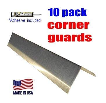 1 1/2" x 1 1/2" x 96" Stainless Steel Corner Guard, 22ga Includes 6 Tubes 10oz Adhesive, Pack of 10 Units Y