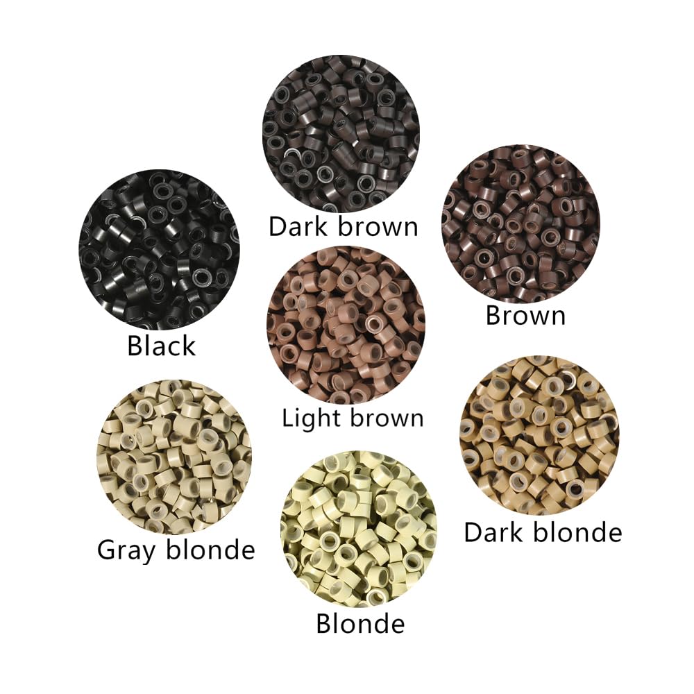 1000 Pcs 5.0 mm Silicone Lined Micro Links Rings Hair Extensions Beads Silicone Lined Beads for Human Hair Extensions and Feather Extensions (Black)
