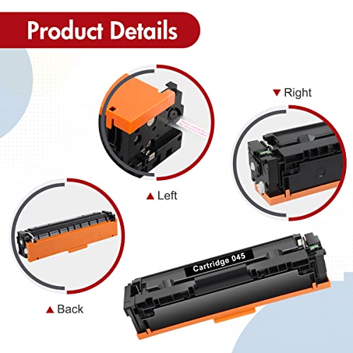 045 045H CRG-045 4-Color Toner Cartridge Set Replacement for Canon 045 045H Toner Cartridge for Canon Color imageCLASS MF634Cdw, MF632Cdw, LBP612Cdw Laser Printers ( 4-Pack)