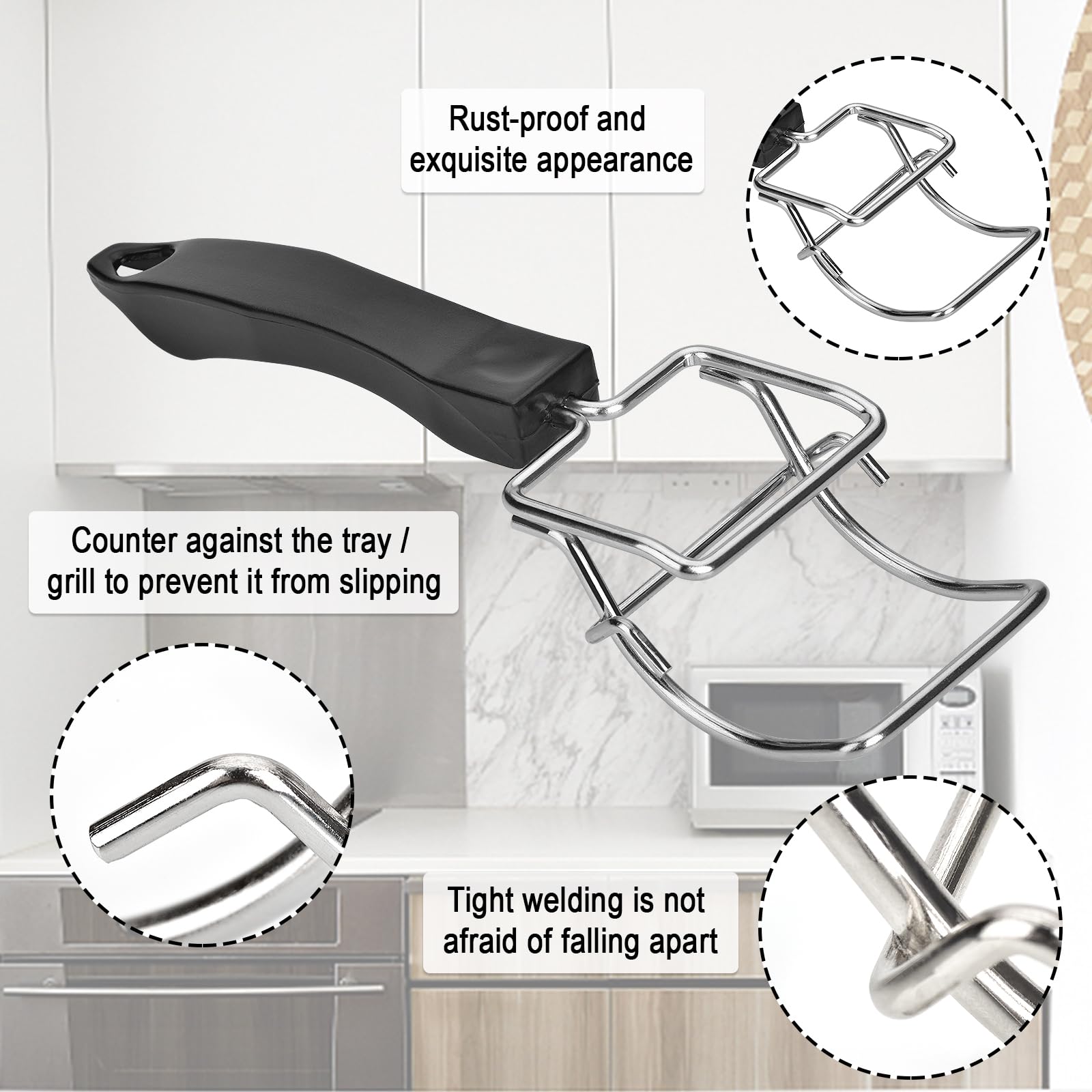 1 Pack Oven Tray Extractor Grills Extractor Oven Rack Push Pull Tool with Heat-Resistant Plastic Handle, Ideal for Lifting Tray/Grills from Oven, Toaster Oven, Air Fryer