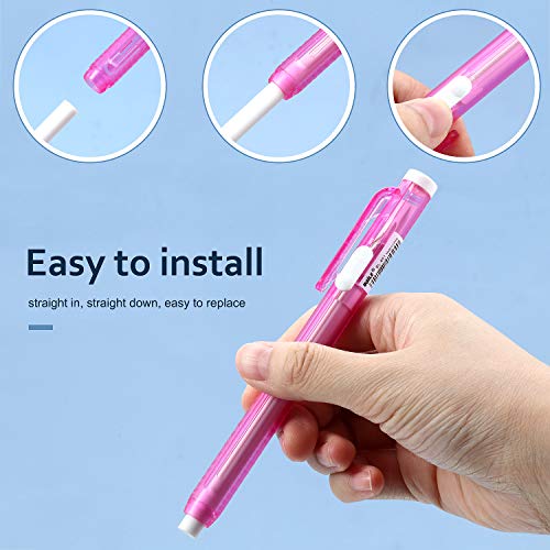 36 Pieces Eraser Pen Retractable Mechanical Eraser Pen Include 6 Packs Click Eraser Pen and 30 Click Erasers Refill for School Office Painting Writing (Clear Color)