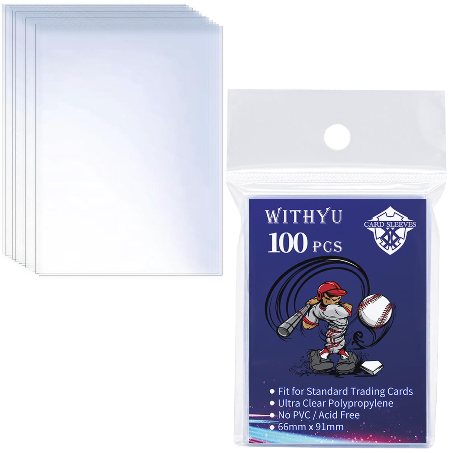 100 Pcs Soft Trading Card Sleeves, Top Loading Penny Card Sleeves for Standard Cards 2.5" X 3.5",Ultra-Clear Card Protector for Game Cards, Baseball,Sports Cards,Mini Photos