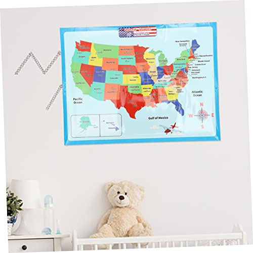 1 Sheet United States Map Usa Map Cartoon Posters Classroom Geography Poster Learning Posters Portable Poster Synthetic Paper Cartoon Preschool Flip Chart