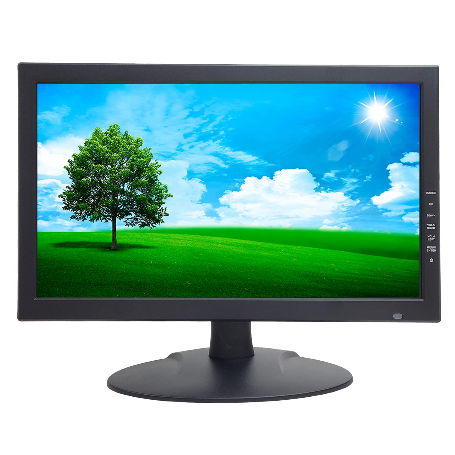 1stPV 18.5” 16:9 Wide Screen Security Monitor with HDMI VGA & BNC Inputs and BNC Output Audio Video Display Built-in Speakers, Work with Analog Security Cameras Directly in Addition to DVR/NVR & PC