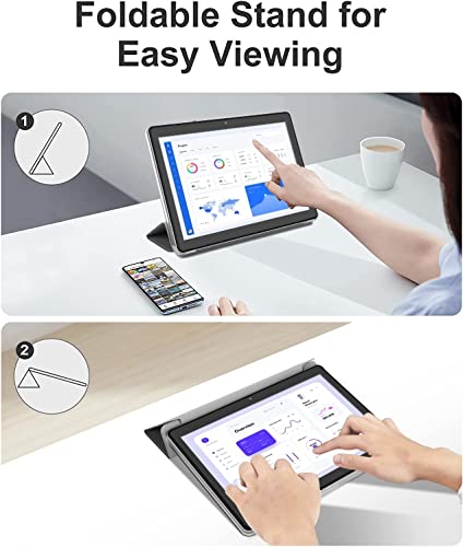 10 inch Android 11 Tablet,RAM 4GB ROM 64 GB with 128GB Expand, Octa Core Tablet,Google Certificated Tablet with IPS HD Touch Screen, 8MP Camera, 2.4G WiFi, BT, Long Battery Life(with Leather Case)