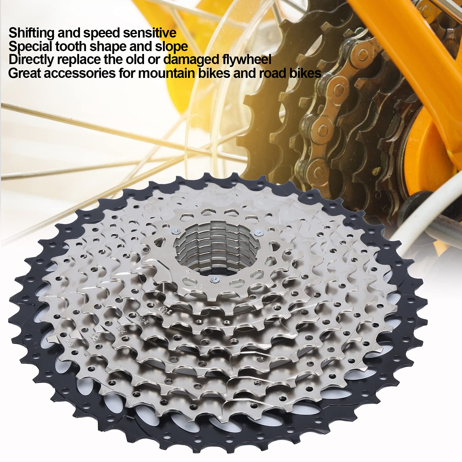 01 02 015 10 Speed Road Bike Flywheel, Durability High Temperature Resistance 10 Speed Cassette Flywheel for Cycling