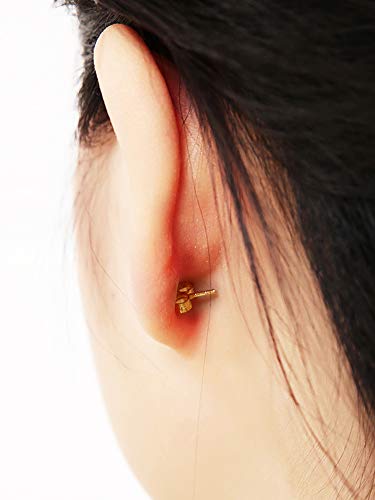 14K Gold Earring Backs - 4 Piece Replacement Earring Backs for Stud Ear Rings 2 Pairs