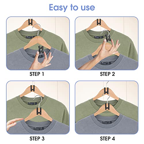 100Pcs Clothes Hanger Connector Hooks, Cascading Hangers Space Saving Plastic Hanger Hooks Space Saver Hanger Extender Clips for Velvet Wooden Plastic Metal Hangers Heavy Duty Clothes Closet, Black