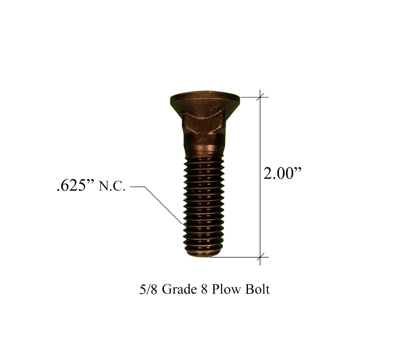 20 - Plow Bolt & Nut for Blades/Cutting Edge, 5/8-11x 2 - Grade 8, Dome Head