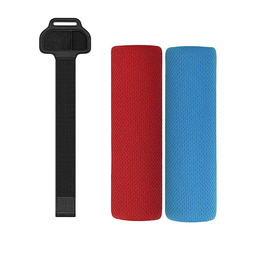 1 Leg Strap and 2 Ring-Con Grips Ring-Con for Nintendo Switch Fit Adventure Game,Non-Slip Grips and Adjustable Leg Strap Compatible with Switch Fitness Yoga Ring Con Accessorise (Red Blue)