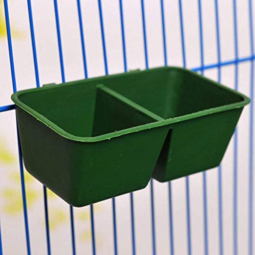2-in-1 Double Trough Bird Seed Food Feeding Dish Water Feeder Bowl for Parrot Macaw African Greys Budgies Parakeet Cockatiel Conure Canary Finch Cage