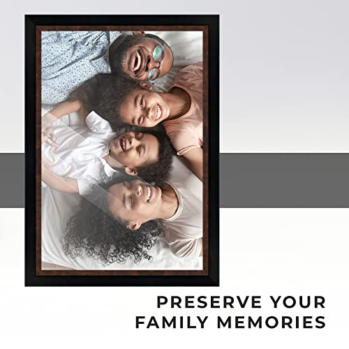 10x27 Rustic Brown Real Wood Picture Frame Width 1.25 Inches | Interior Frame Depth 0.75 Inches | Martino Modern Photo Frame Complete with UV Acrylic, Foam Board Backing & Hanging Hardware
