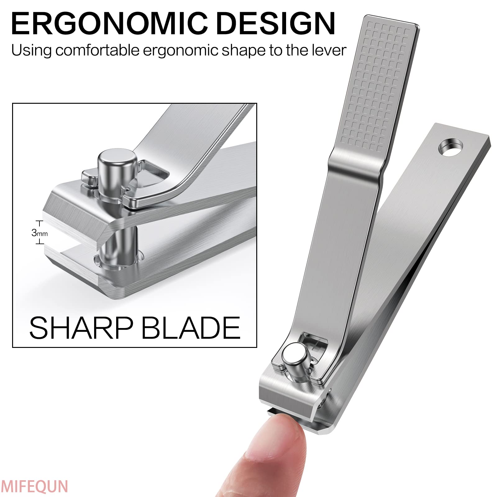 1 Pack Stainless Steel Nail Clippers Set, Professional Fingernail & Toenail Clippers for Thick Nails Perfect, Nail Cutter and Cuticle Trimmer for Men & Women