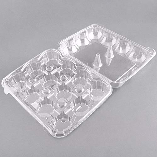 15 Cupcake Containers Plastic Disposable | High Dome Cupcake Boxes 12 Compartment Cupcake Holders Disposable Cupcake Carrier | Dozen Cupcake Trays | Durable Cup Cake Muffin Packaging Transporter